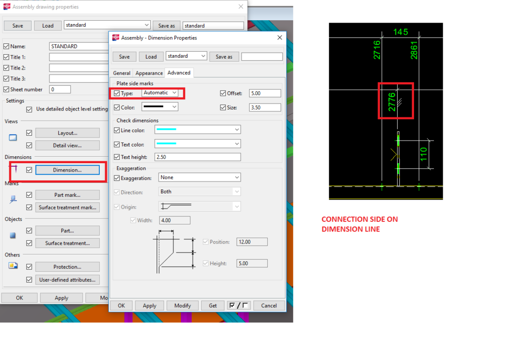 Connection Side Mark on Dimension Lines (Tekla Tips) - Steel Detailing ...