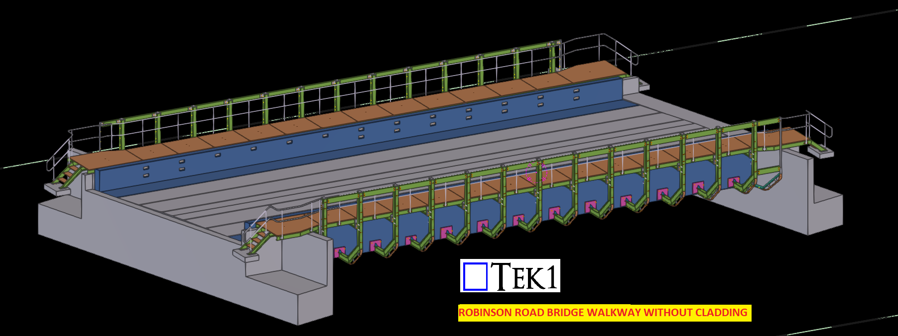 ROBINSON'S BRIDGE WALKWAY STRUCTURE WITH CLADDING - Tek1