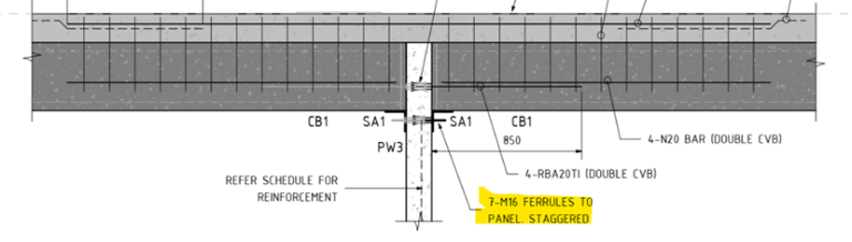 STAGGERED FERRULES PLACEMENT ON PRECAST PANEL - Tek1